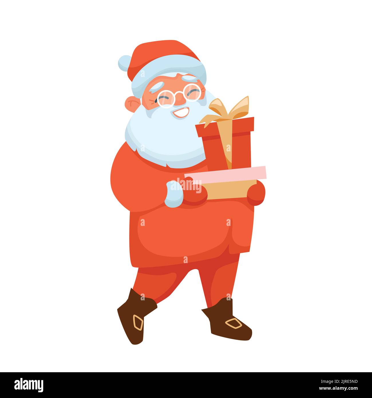 Santa Claus in Red Stands Smiling with Presents Stock Vector Image ...