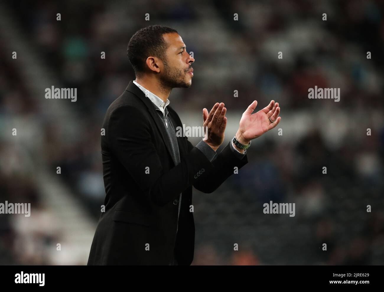Derby County interim manager Liam Rosenior during the Carabao Cup ...
