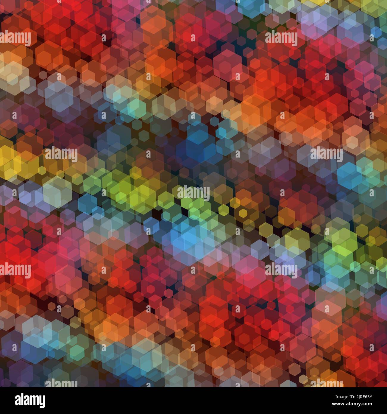 Abstract decorative illustration of hexagon Grid shape mosaic pattern with multicolored ...