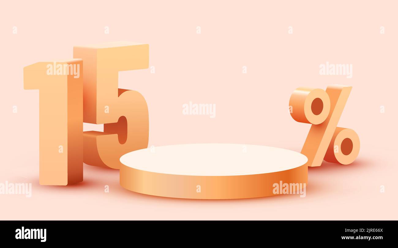 15 percent Off. Discount creative composition. Product presentation ...