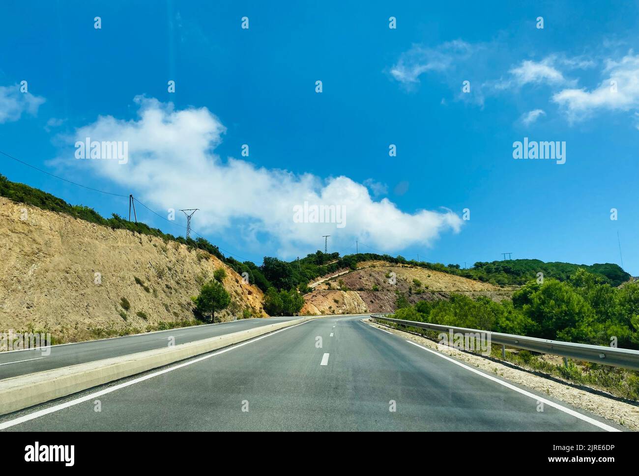 Landscape of anEmpty mountain road of Rif mountains in Tangier north ...