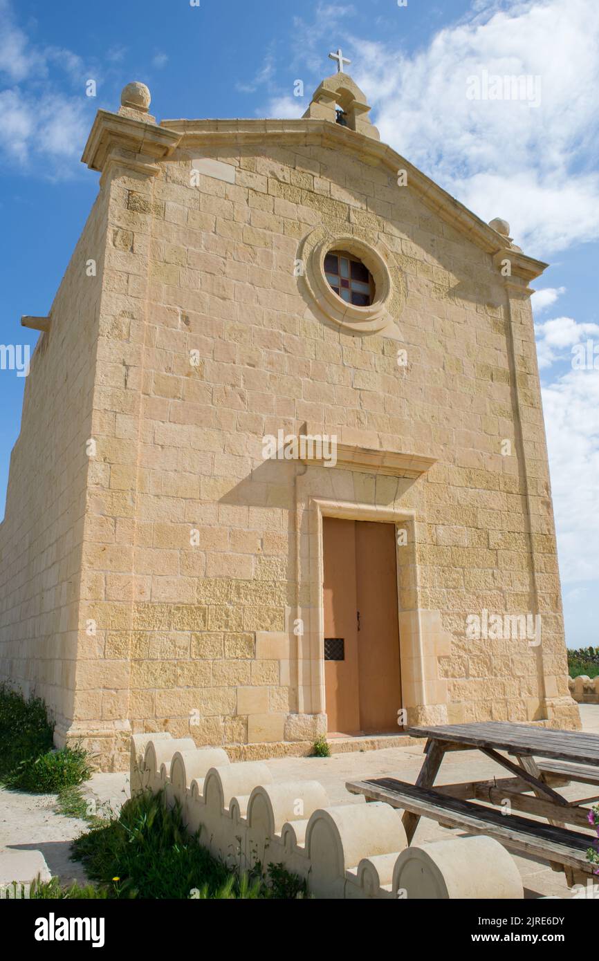 The limestone isolated historic catholic chapel of Saint Dimitri, in ...