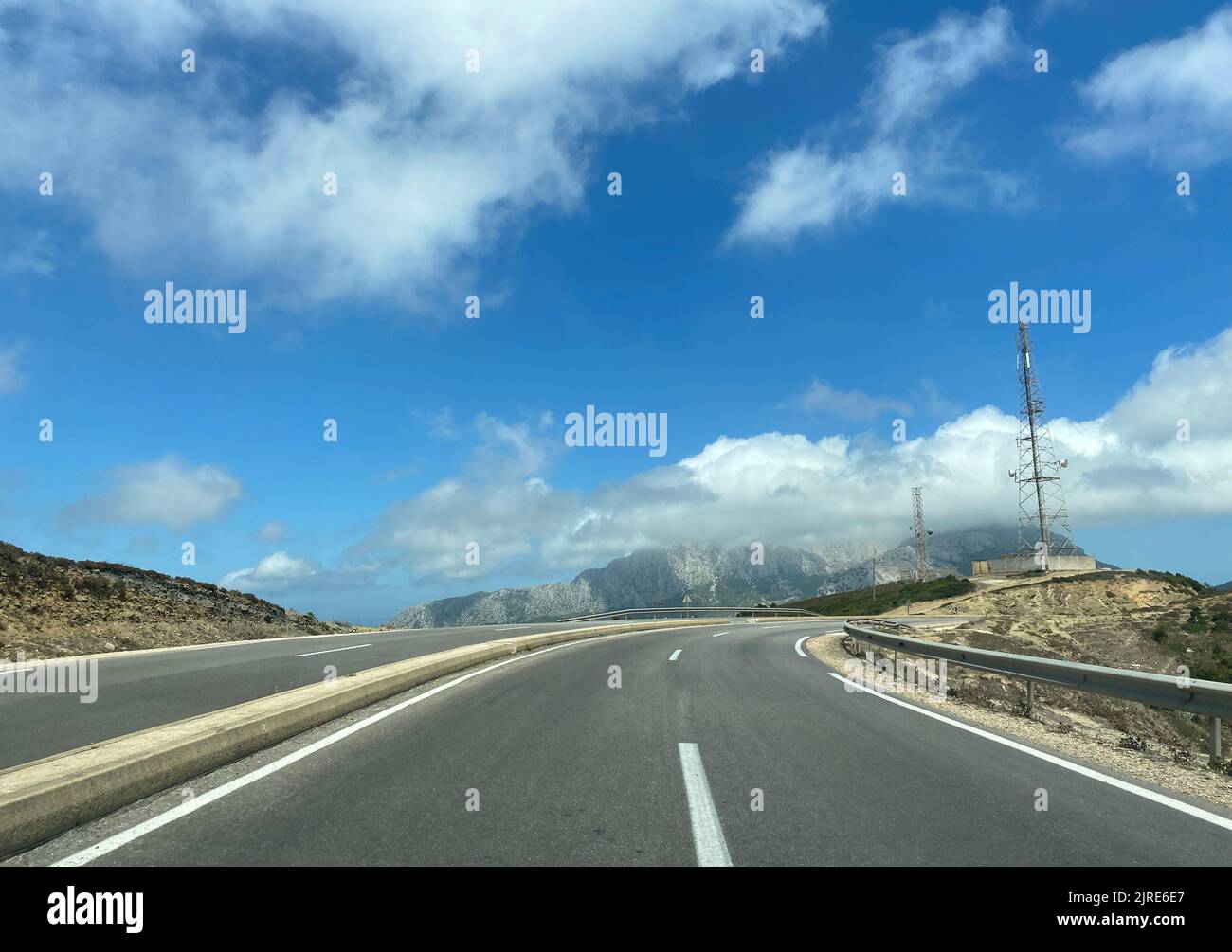 Landscape of anEmpty mountain road of Rif mountains in Tangier north ...