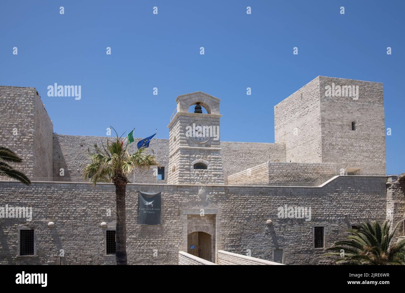 the castle or old fort of svevo in the port city of trani on the ...