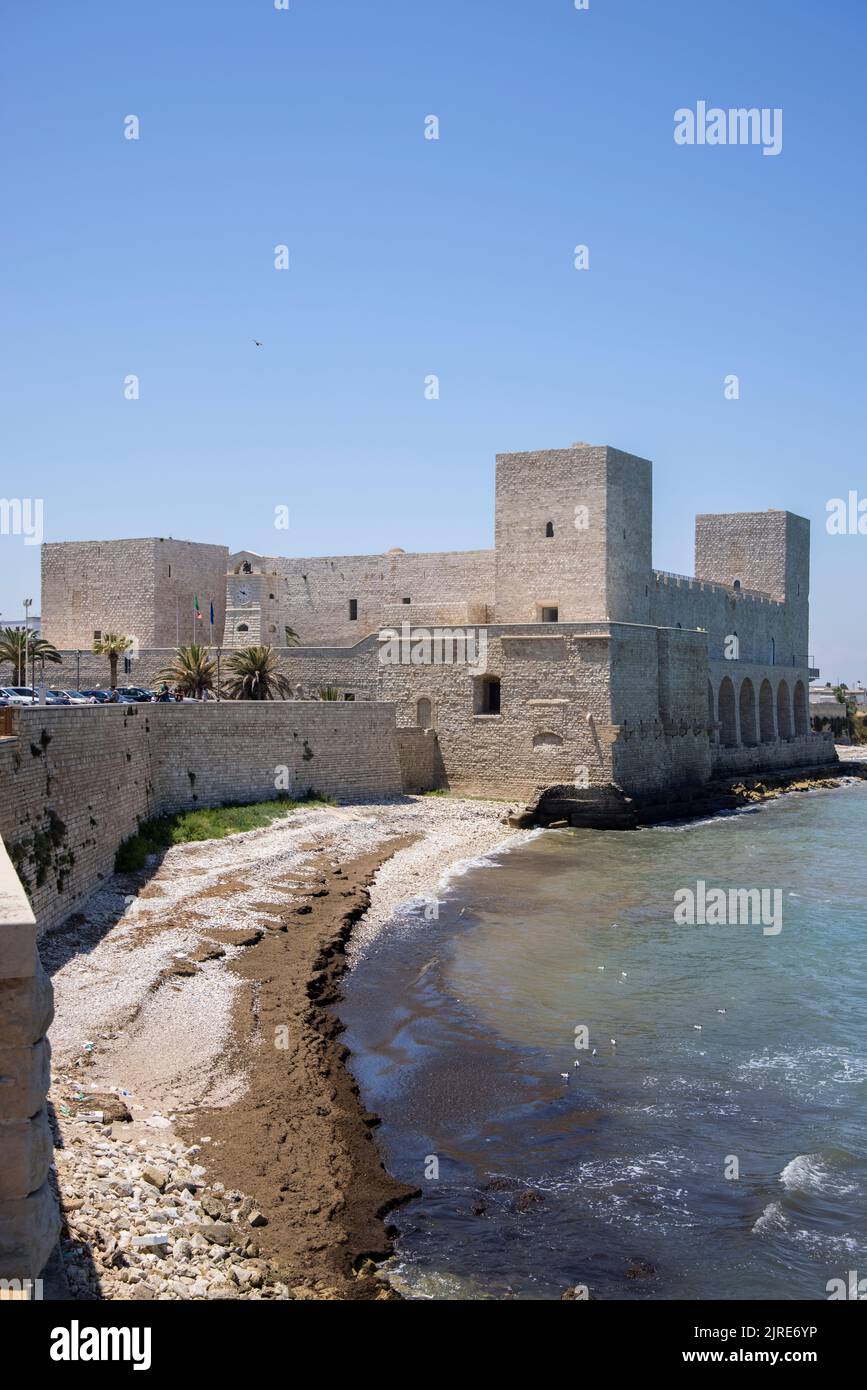 the castle or old fort of svevo in the port city of trani on the ...