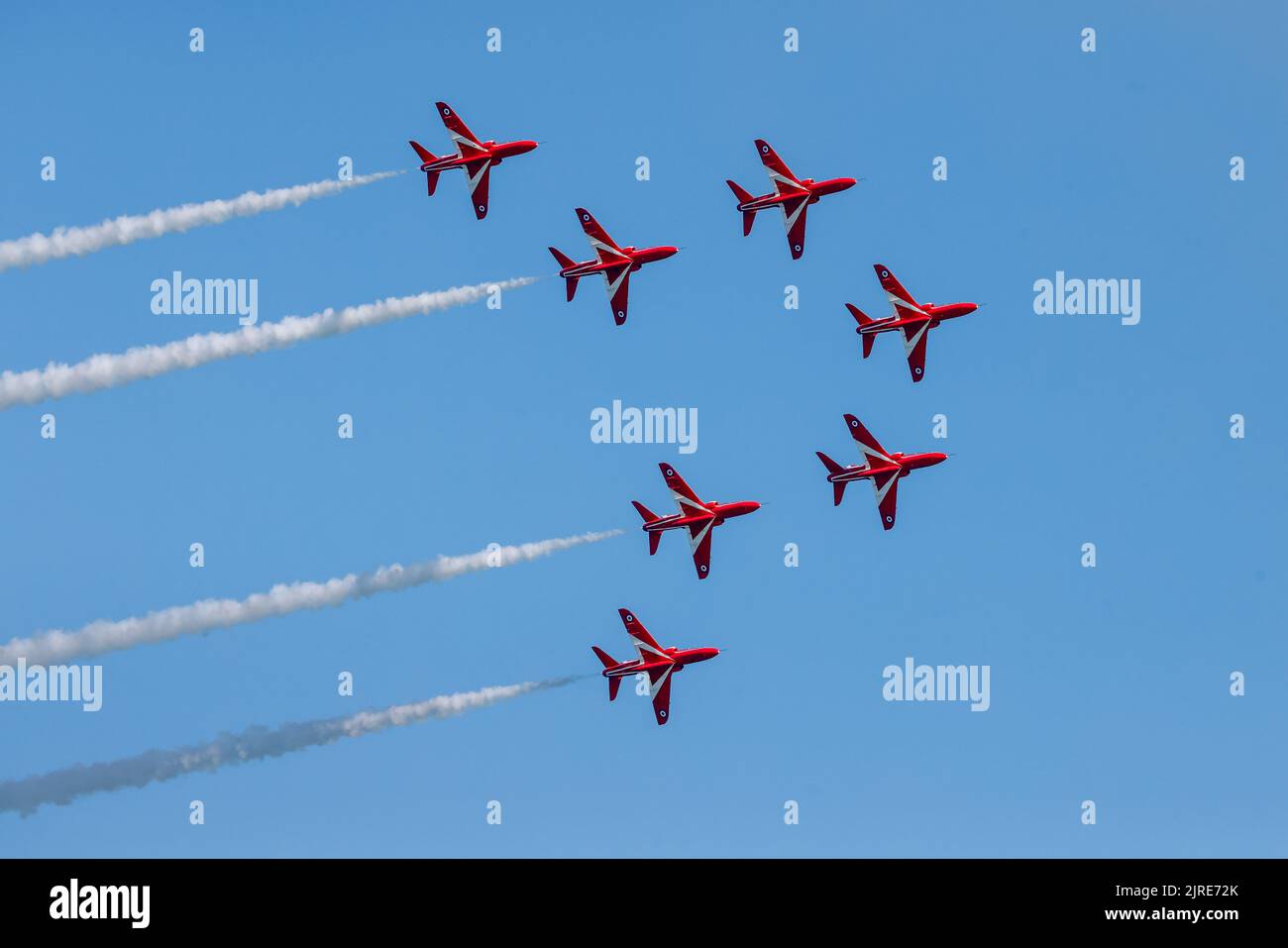 Eastbourne, East Sussex, UK. Featuring the RAF Red Arrows display team ...