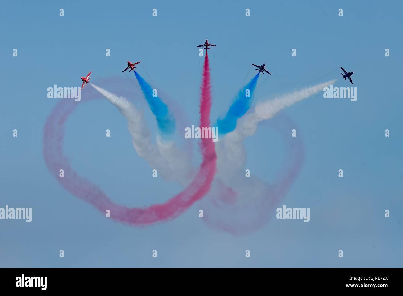 Eastbourne, East Sussex, UK. Featuring the RAF Red Arrows display team ...