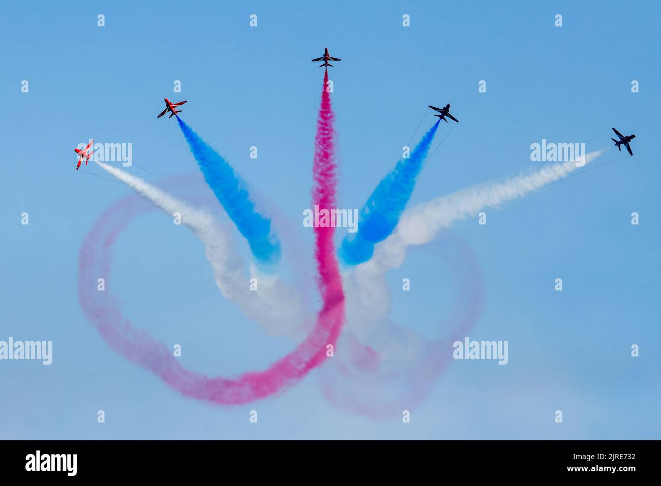 Eastbourne, East Sussex, UK. Featuring the RAF Red Arrows display team ...