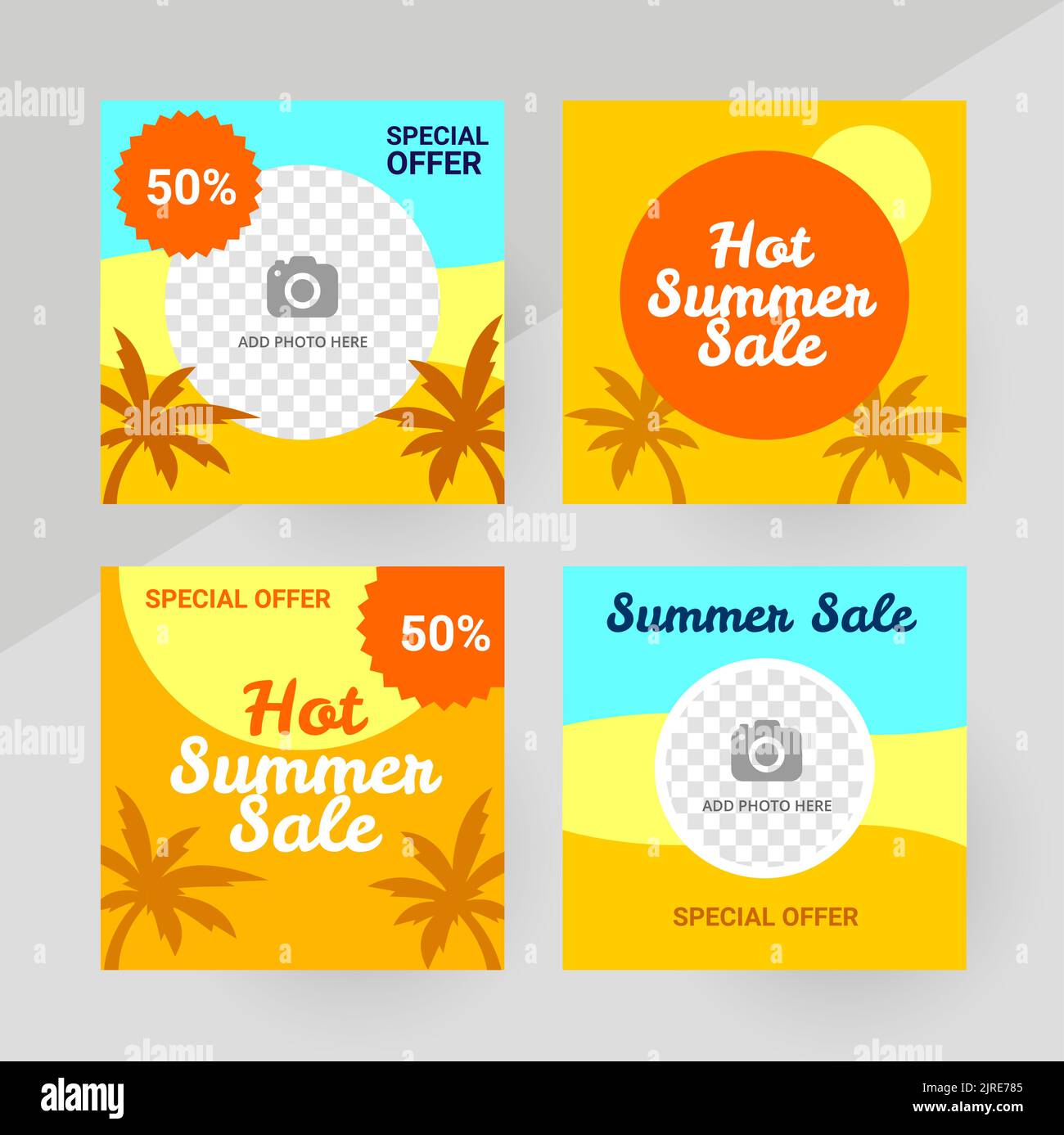 Social media summer sale post template, editable social media template ...