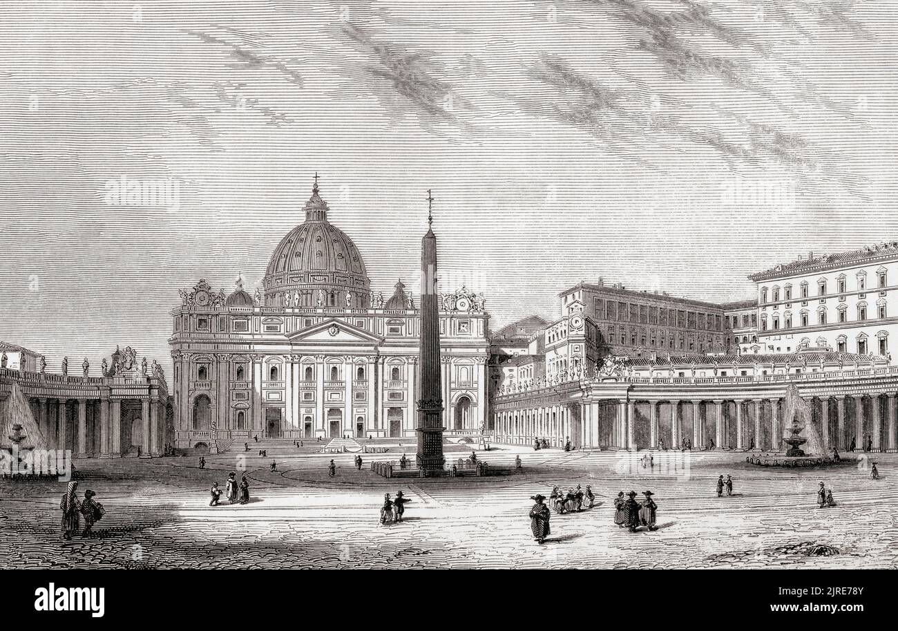 The Papal Basilica of Saint Peter, Vatican City, Rome, Italy, seen here ...