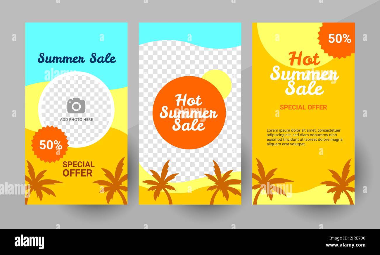 Social media summer sale story post template, editable social media ...