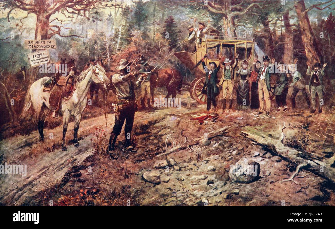 The Hold Up. After a work by American artist Charles Marion Russell ...