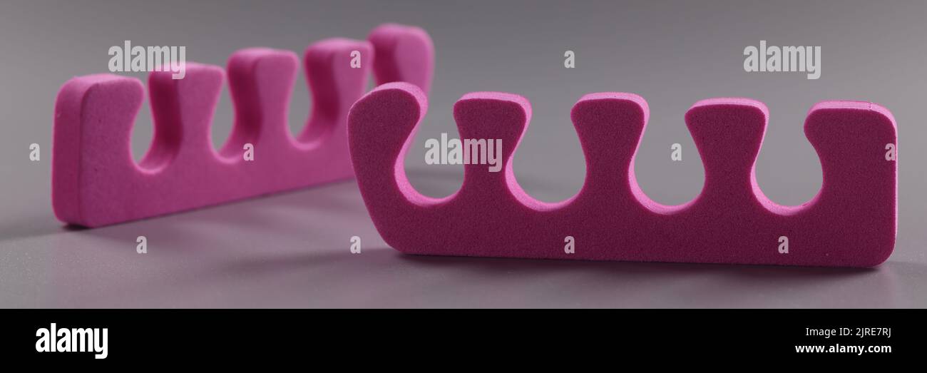 Pink toe separators, pair of equipment for pedicure procedure Stock ...