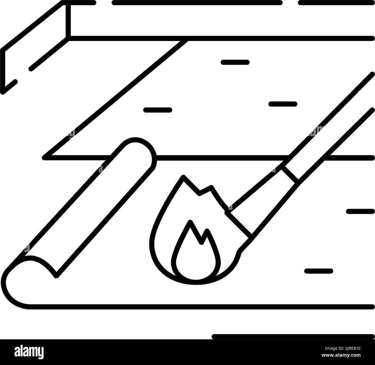 asphalt bitumen roof mounting line icon vector illustration Stock ...