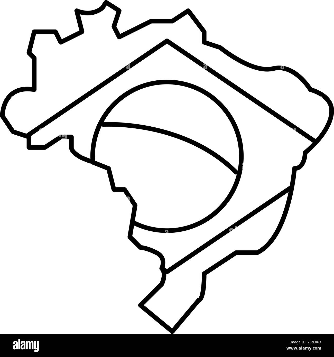 brazil country map flag line icon vector illustration Stock Vector ...