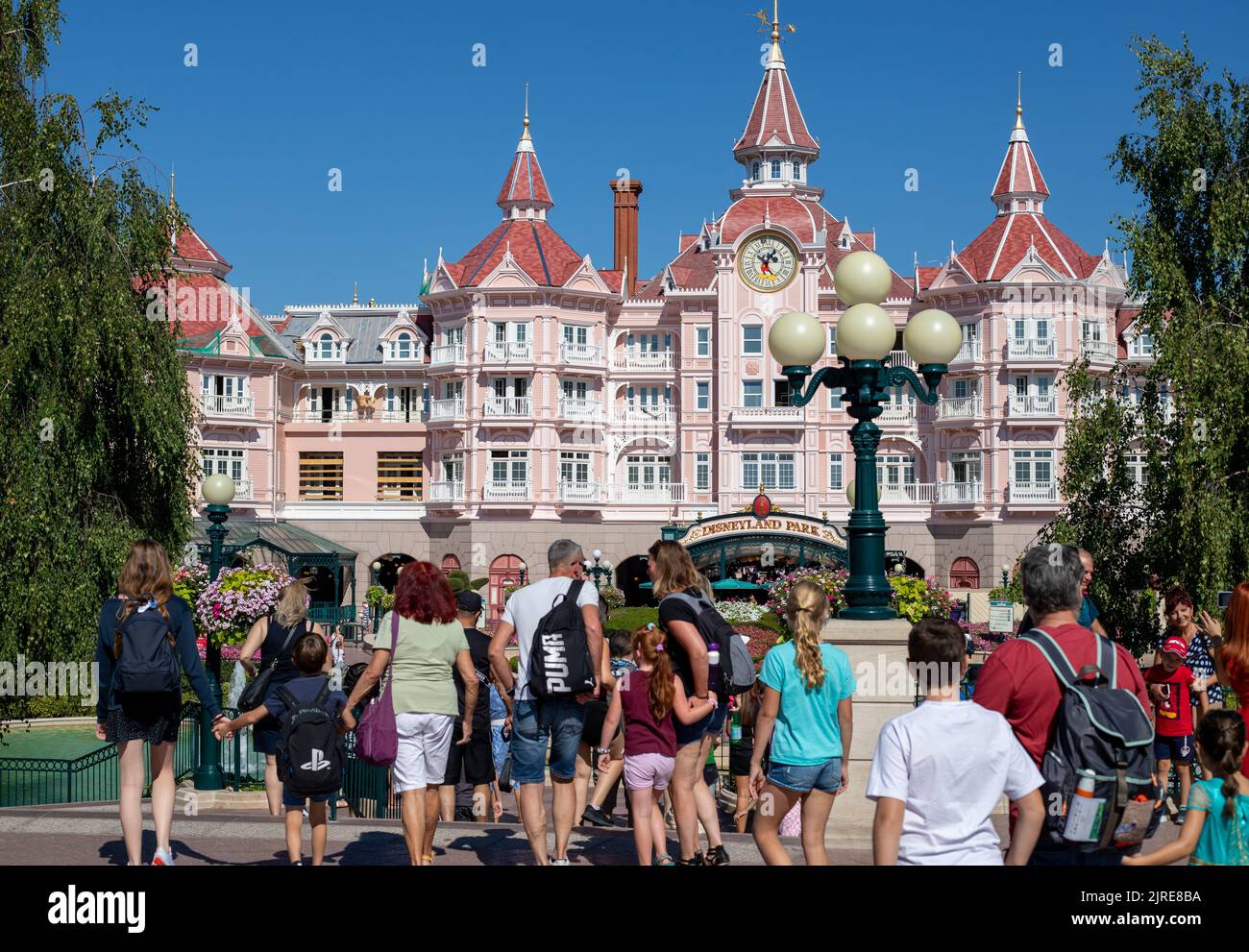 The Disneyland Paris Main Street and the Entrance with Mickey Portrait ...
