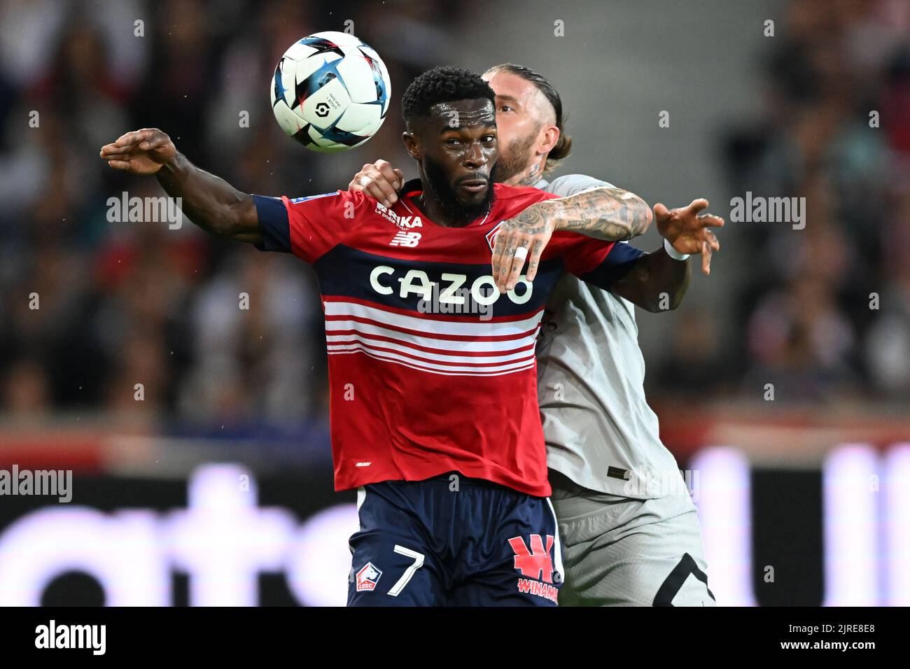 LILLE - (lr) Jonathan Bamba of Lille OSC, Sergio Ramos of Paris Saint ...