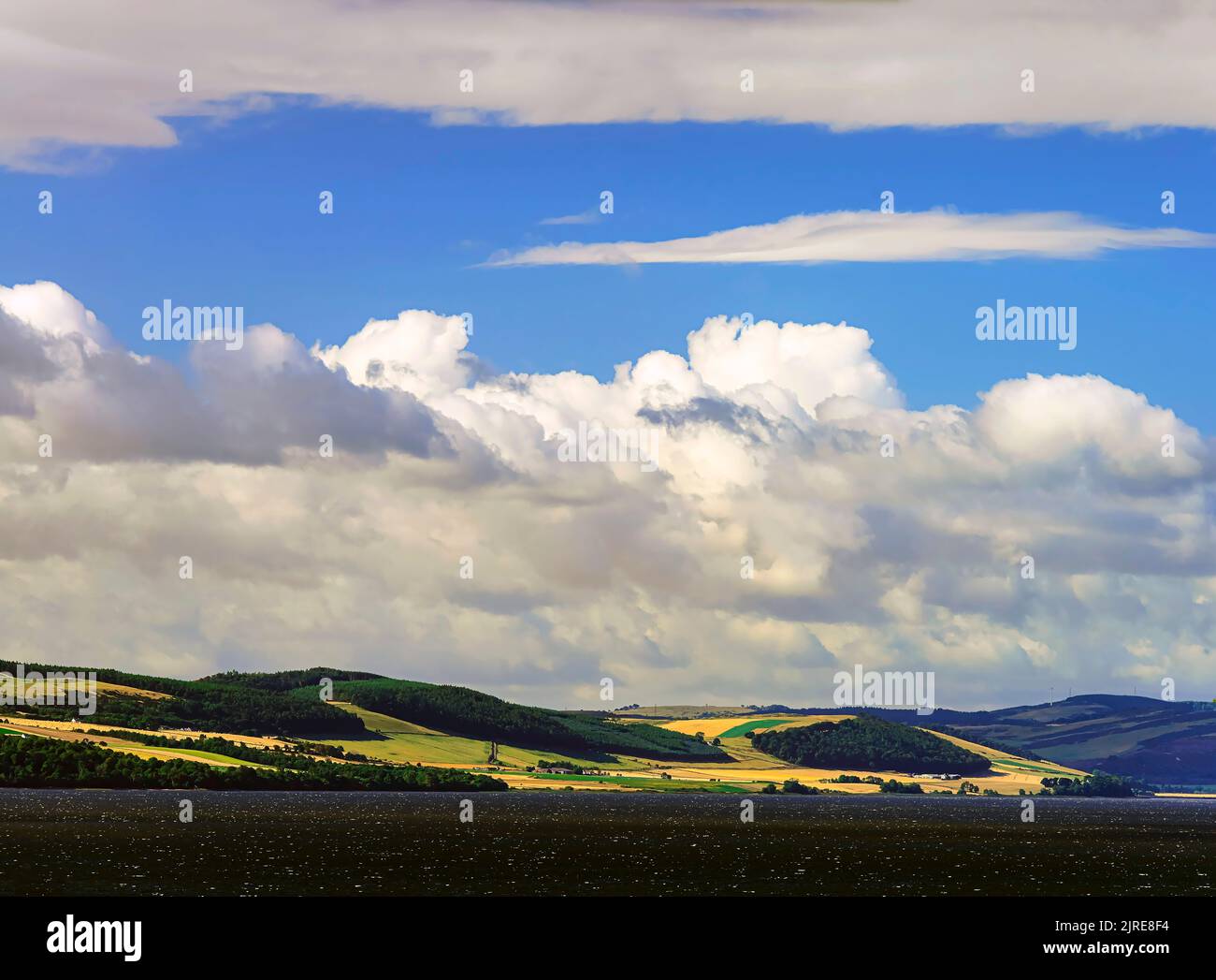 View of south shore of the Firth of Tay in north-east Fife, Scotland ...