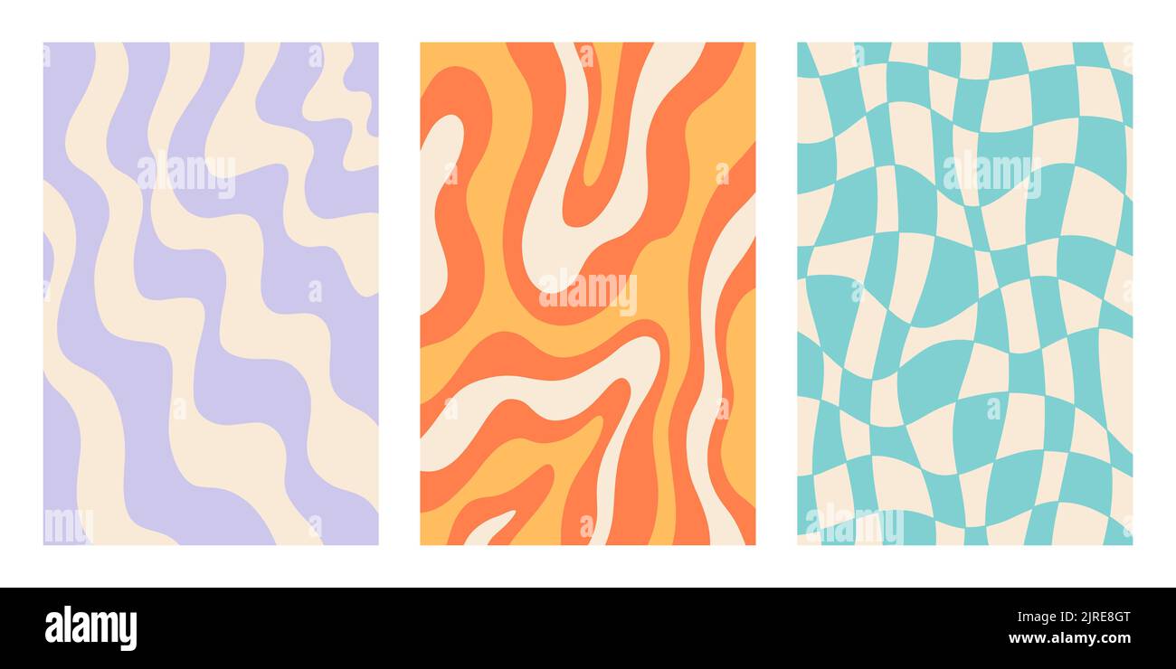 Retro 70s Wavy Abstract background covers set Stock Vector Image & Art ...