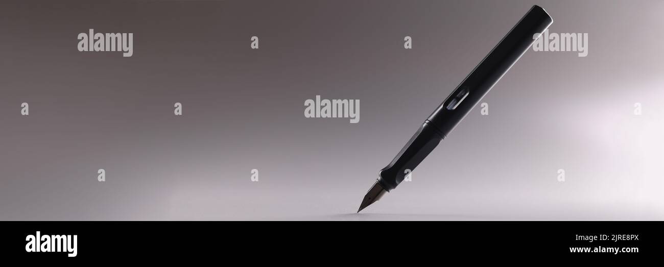 Black feather pen, sharp tip, tool for writing, refill ink container ...