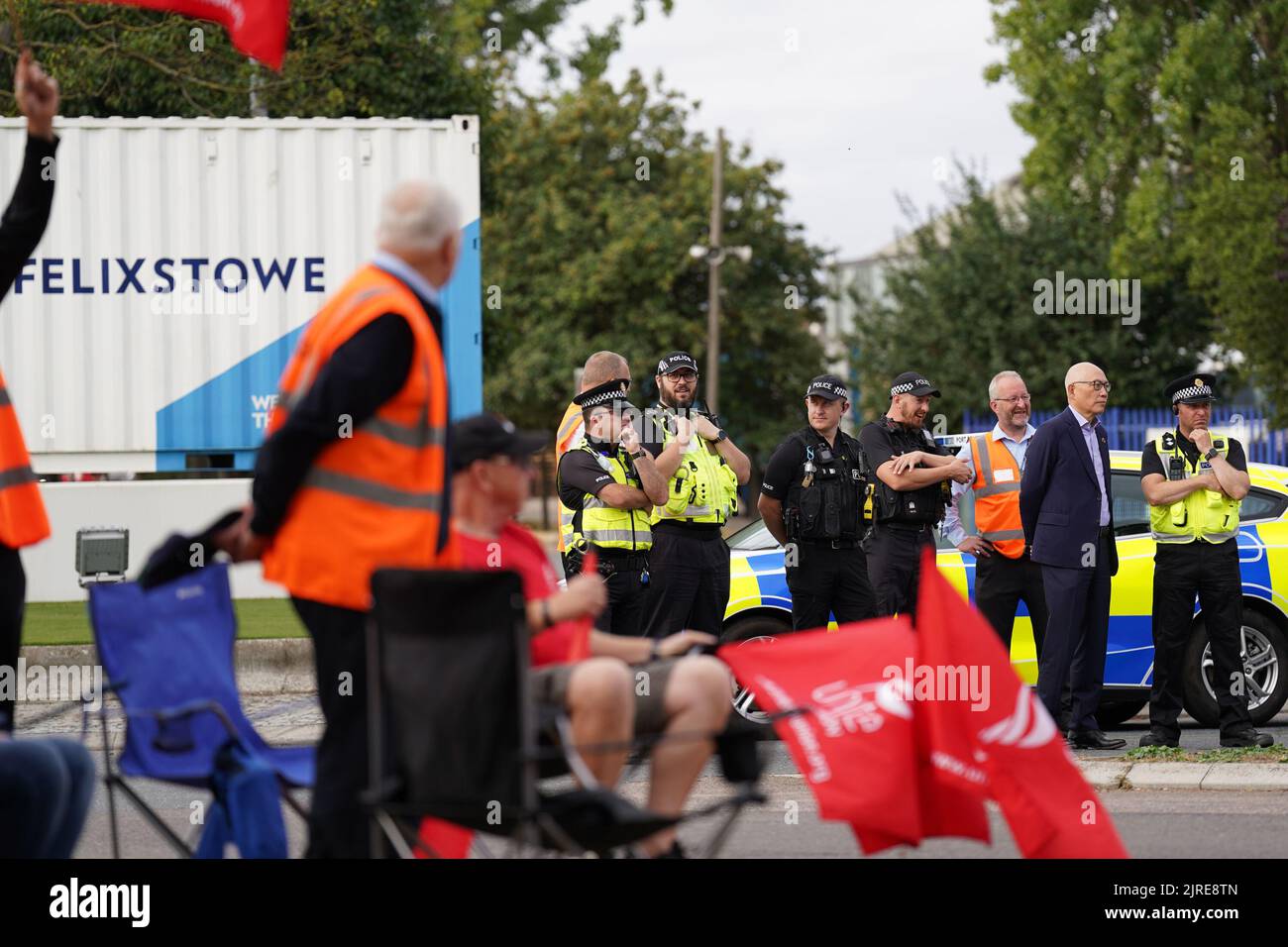 Hutchison Ports Chief Executive Officer Clemence Cheng with police ...