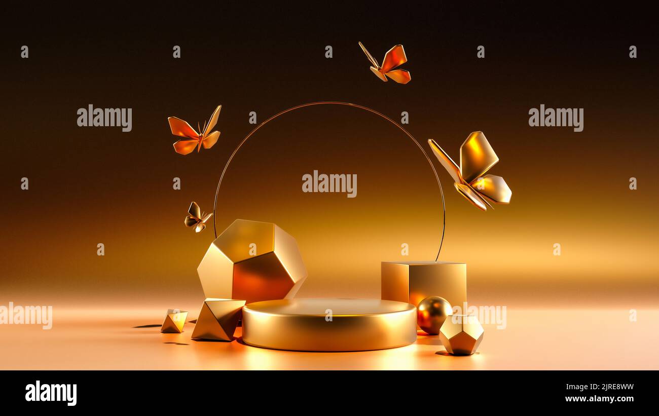 golden dais or podium background for product visualization or ...