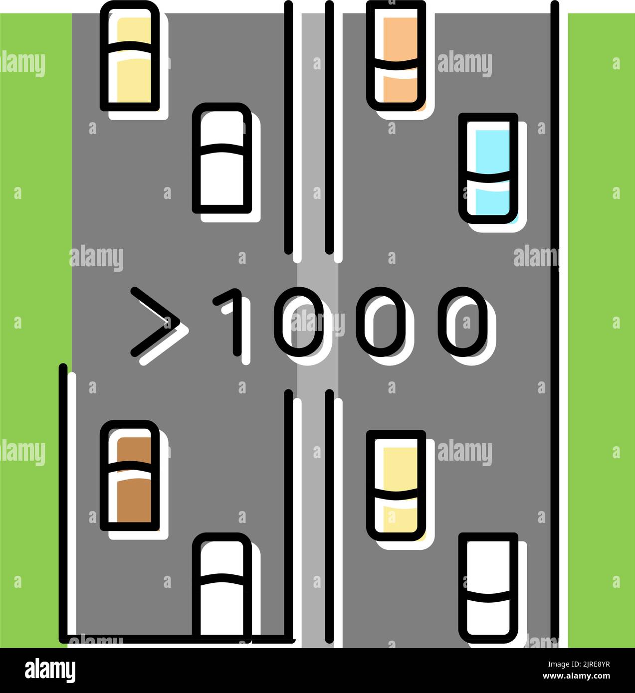 high traffic road color icon vector illustration Stock Vector Image ...