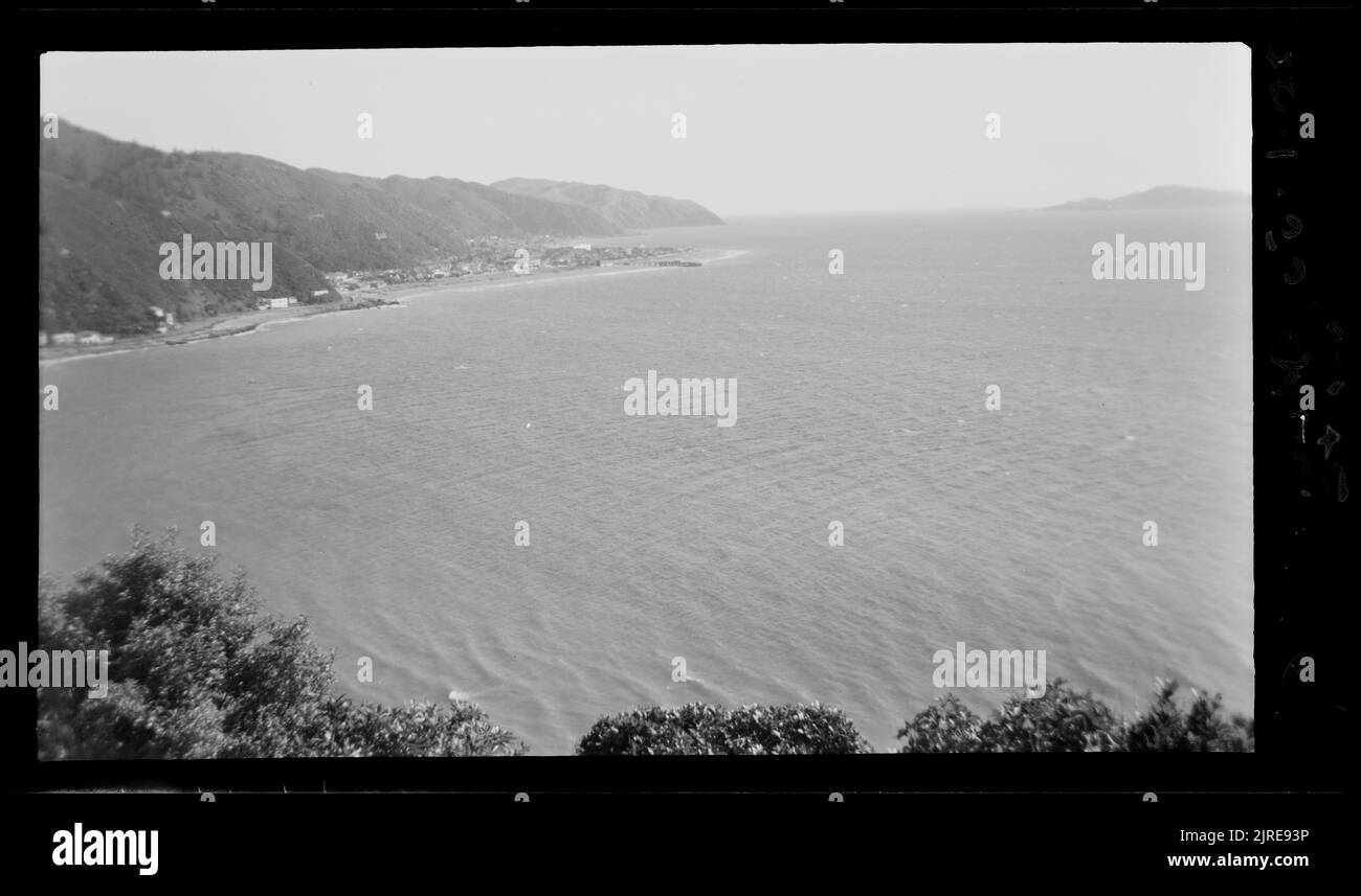 Panorama, east side harbour from above Days Bay, 20 January 1953, by ...