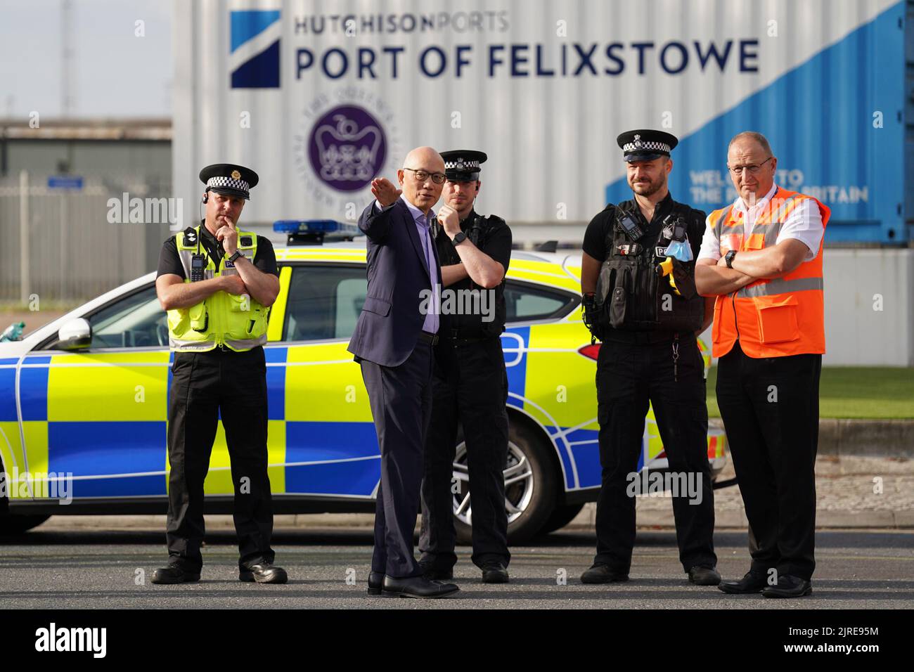 Hutchison Ports Chief Executive Officer Clemence Cheng with police ...