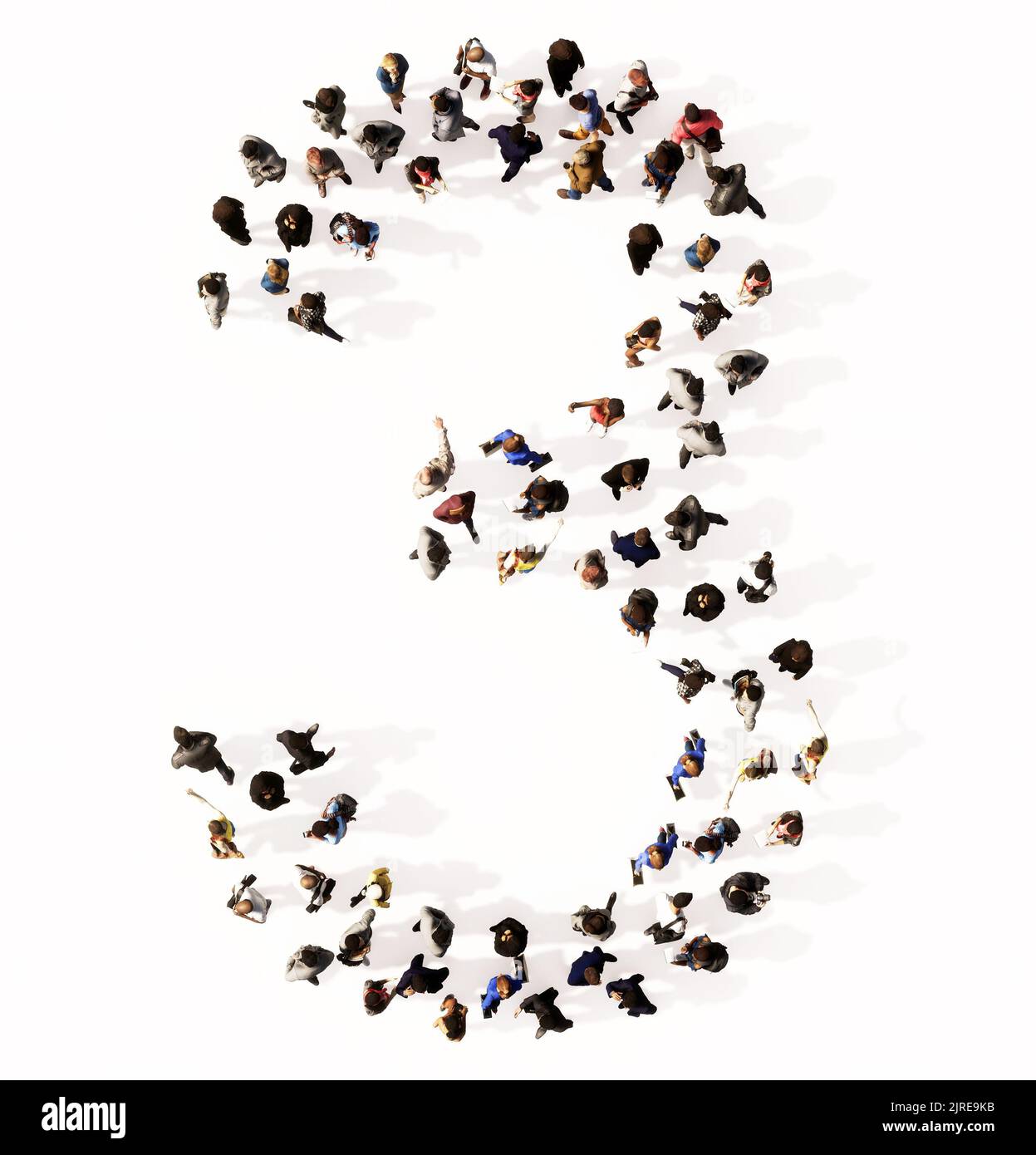 Concept or conceptual large community of people forming the font 3. 3d ...