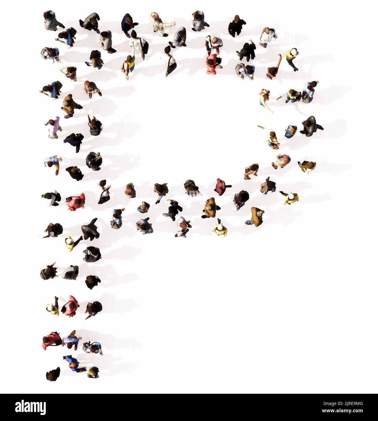 Concept or conceptual large community of people forming the font P. 3d ...