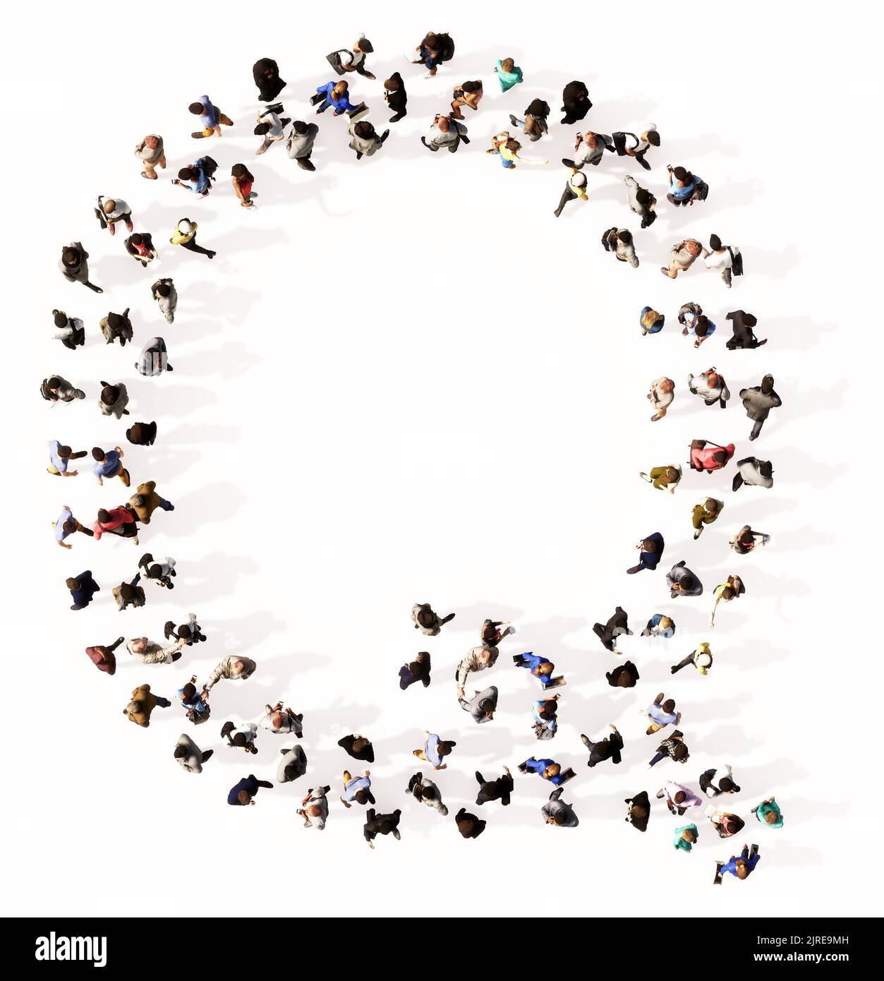 Concept or conceptual large community of people forming the font Q. 3d ...