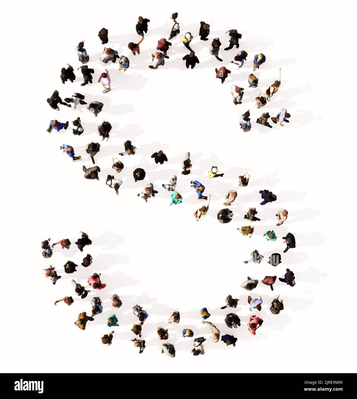 Concept or conceptual large community of people forming the font S. 3d ...