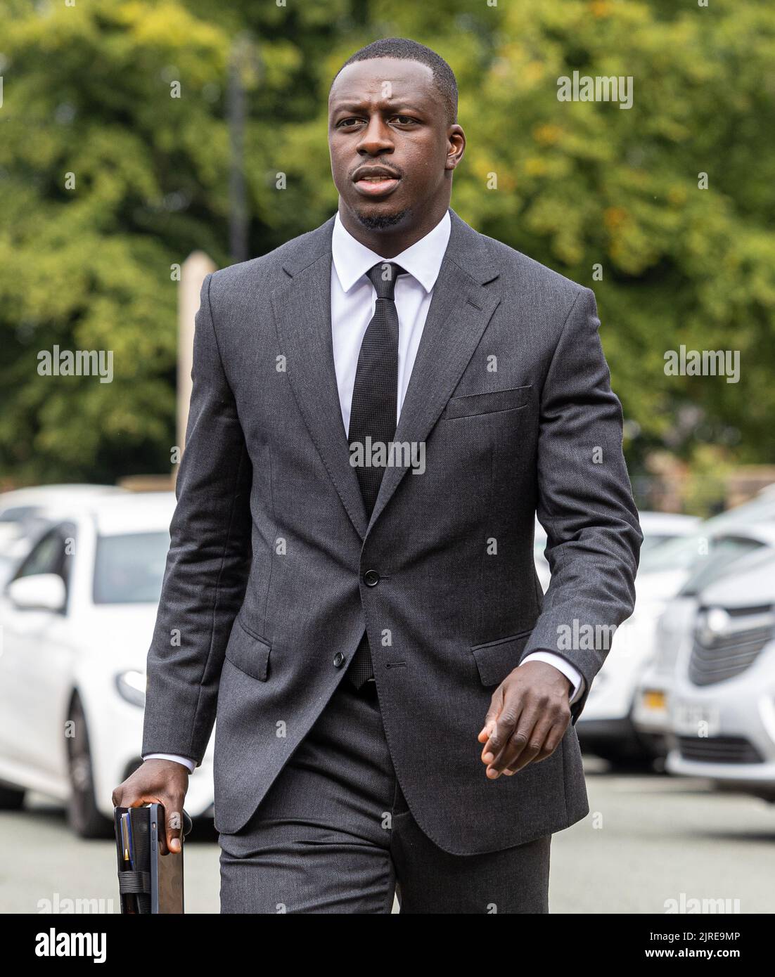 Manchester City footballer Benjamin Mendy arrives at Chester Crown Court where he is accused of ...