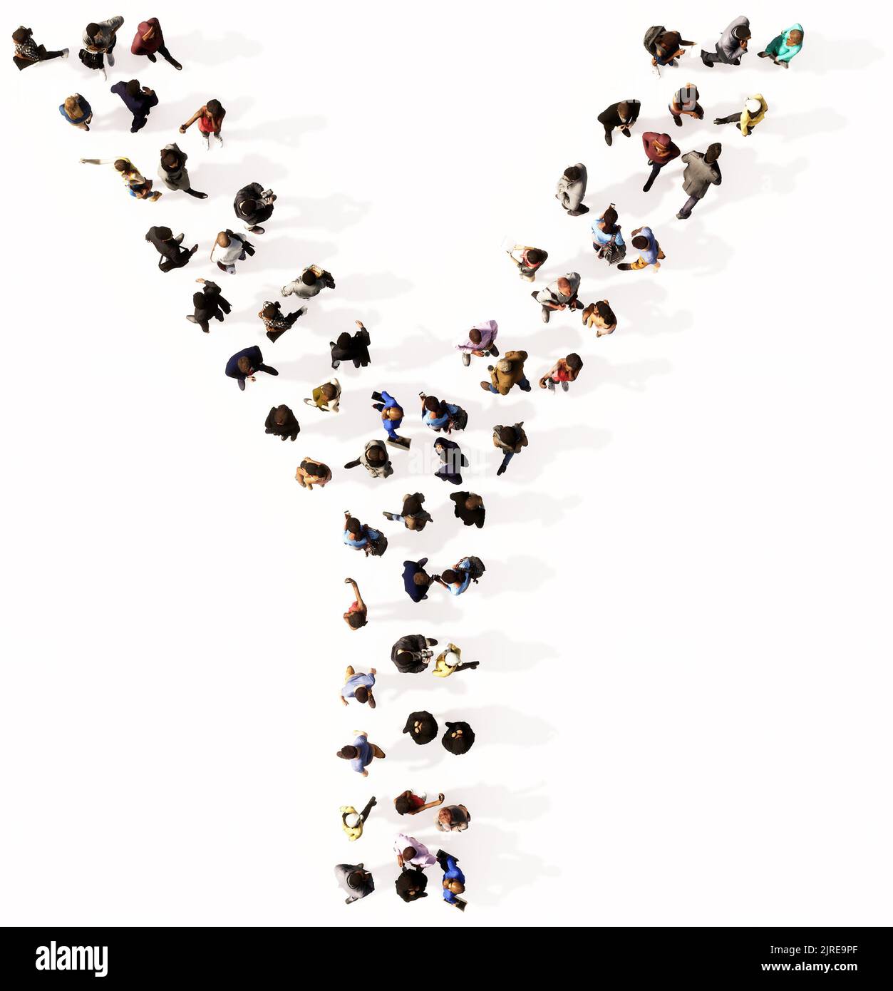 Concept or conceptual large community of people forming the font Y. 3d ...