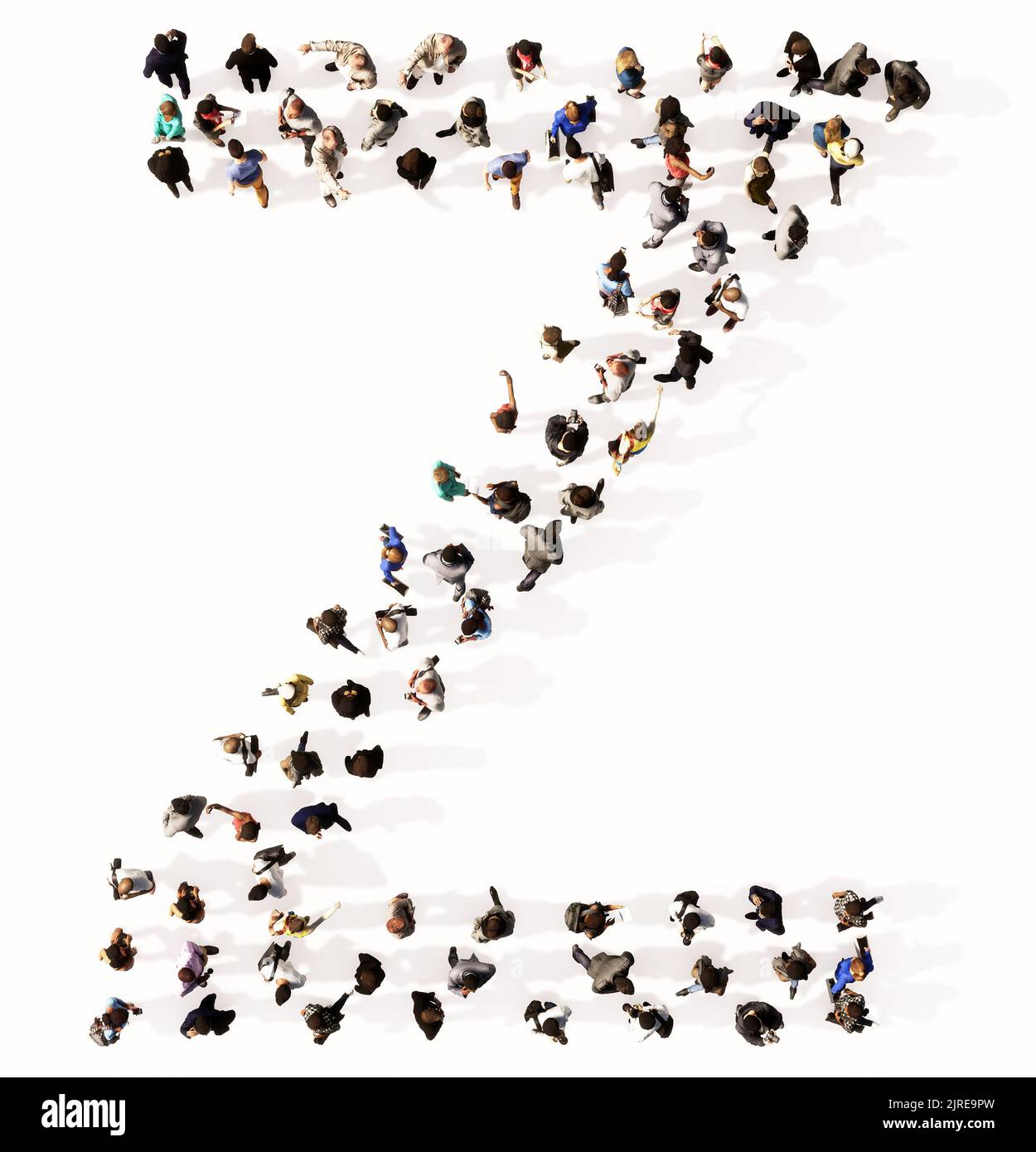 Concept or conceptual large community of people forming the font Z. 3d ...