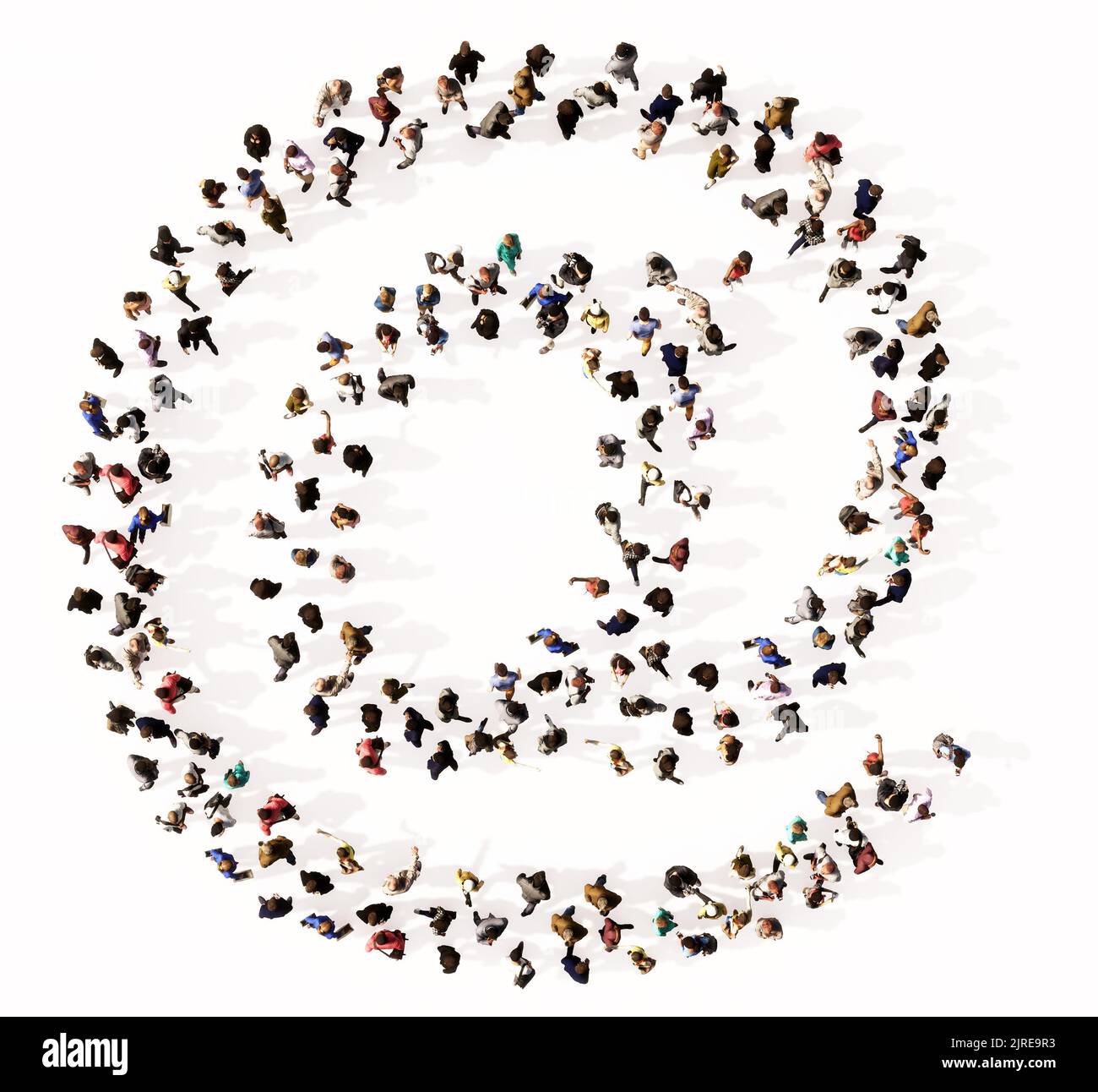 Concept or conceptual large community of people forming the mail font ...