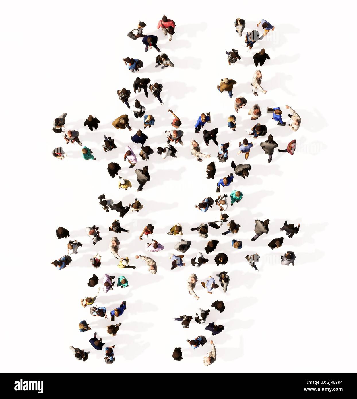 Concept or conceptual large community of people forming the # font. 3d ...