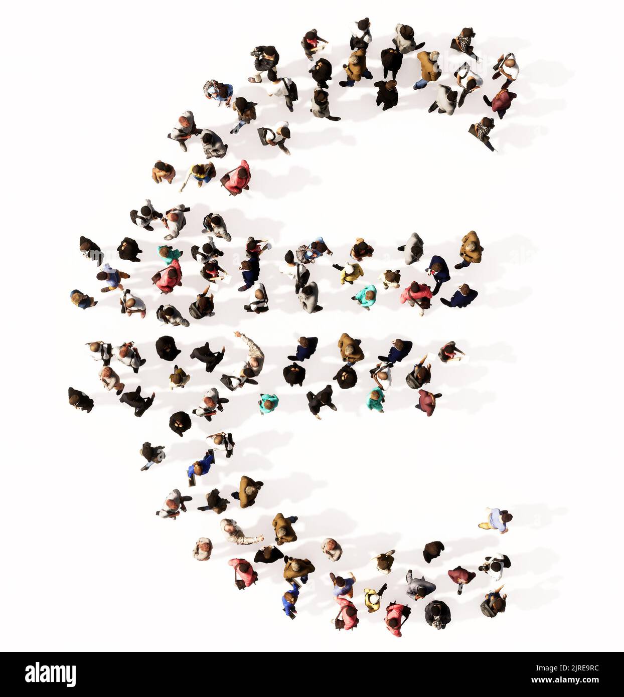 Concept or conceptual large community of people forming the ? font. 3d ...