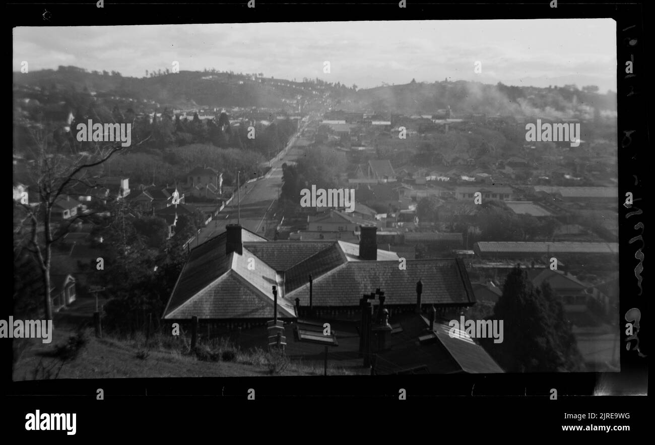 Panorama, Nelson city, 22 June 1953, by Leslie Adkin Stock Photo - Alamy