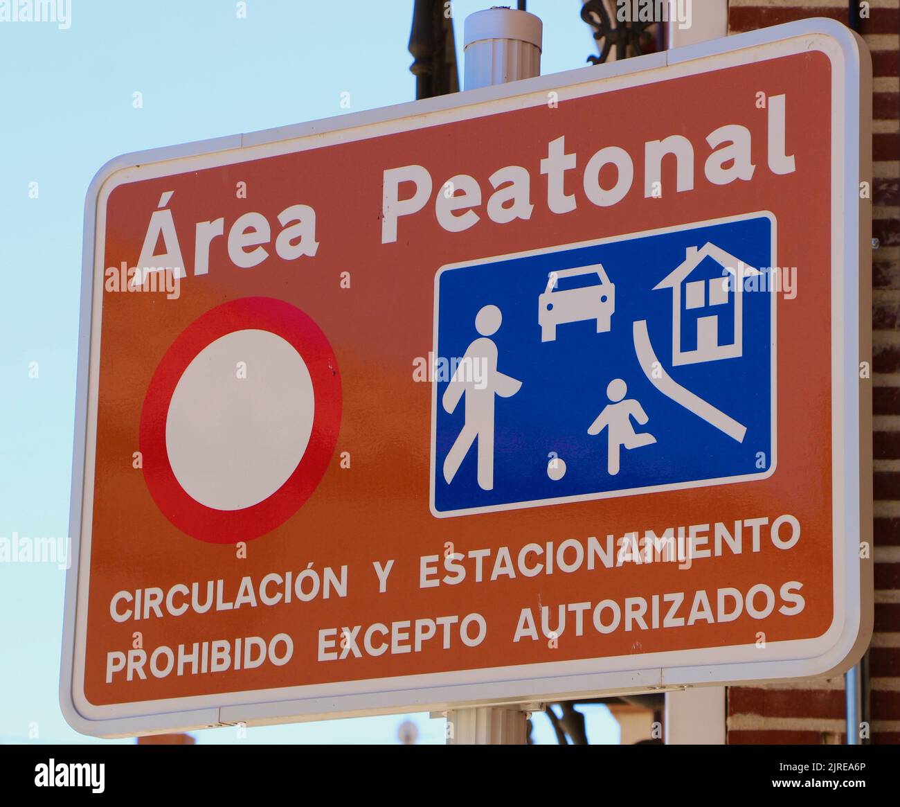 Sign informing of restrictions in the pedestrianised old town area of ...
