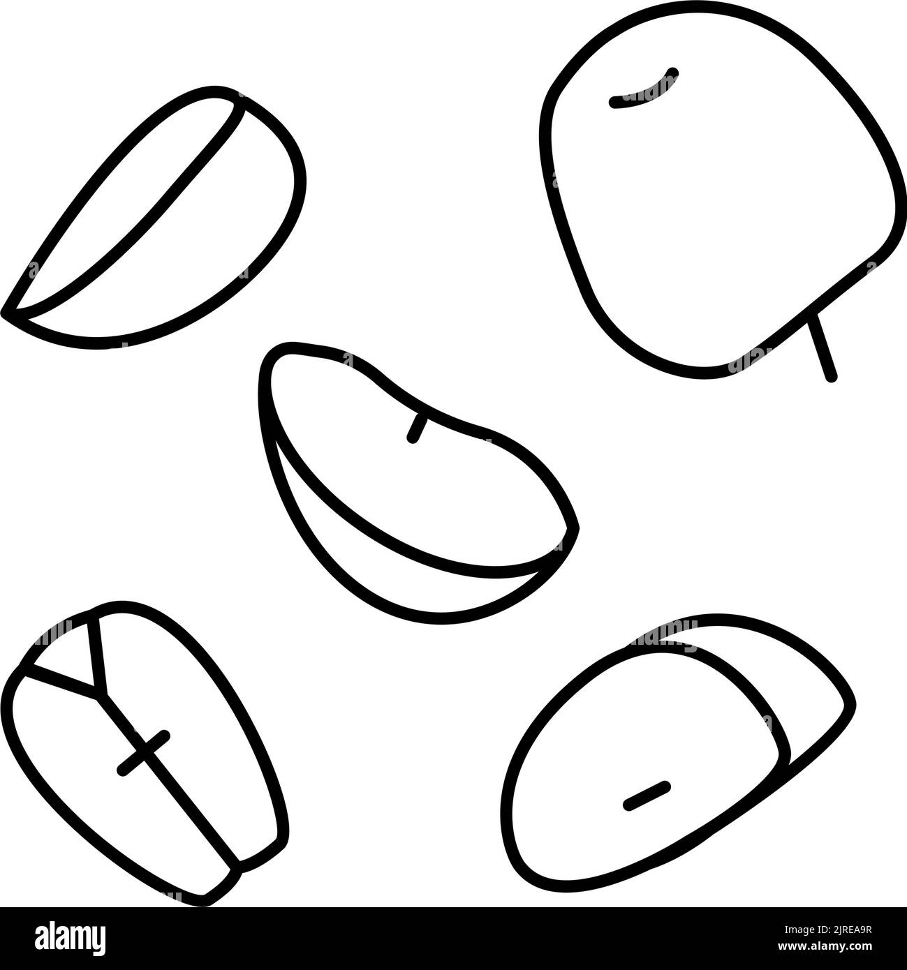 slice apple cut green line icon vector illustration Stock Vector Image ...