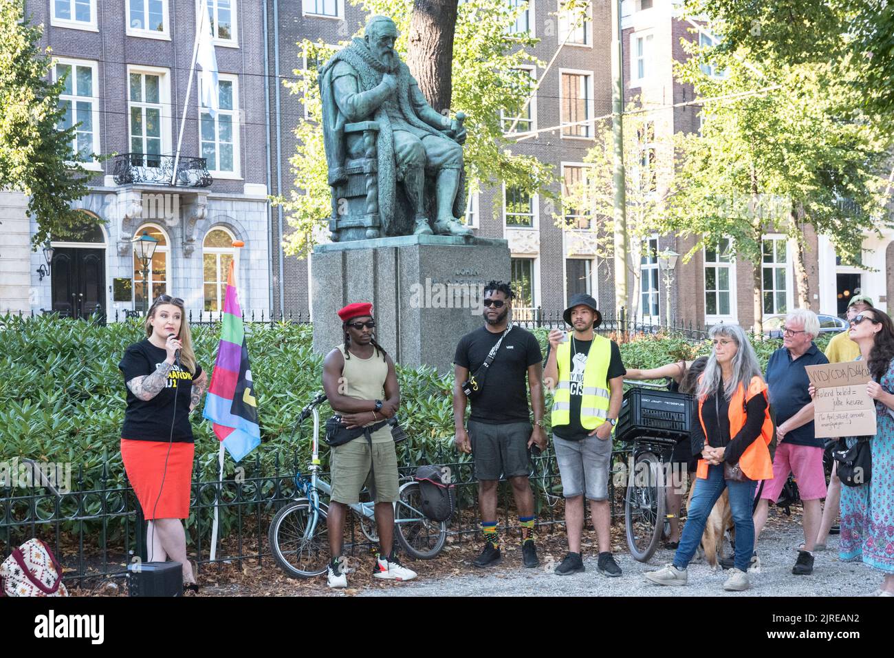 8-23-2022.Political party Bij1 and PVDD protested against the treatment ...