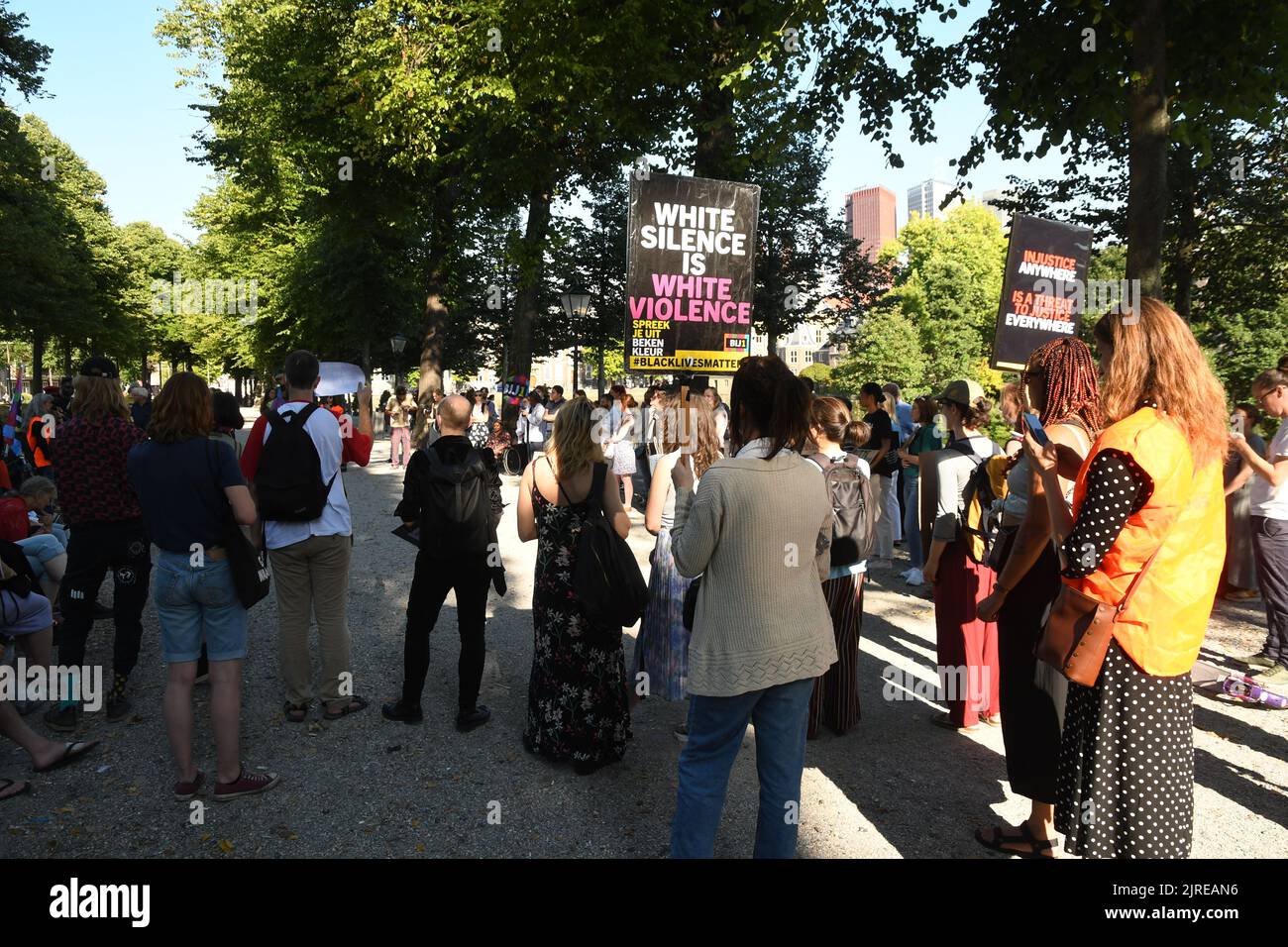 8-23-2022.Political party Bij1 and PVDD protested against the treatment ...