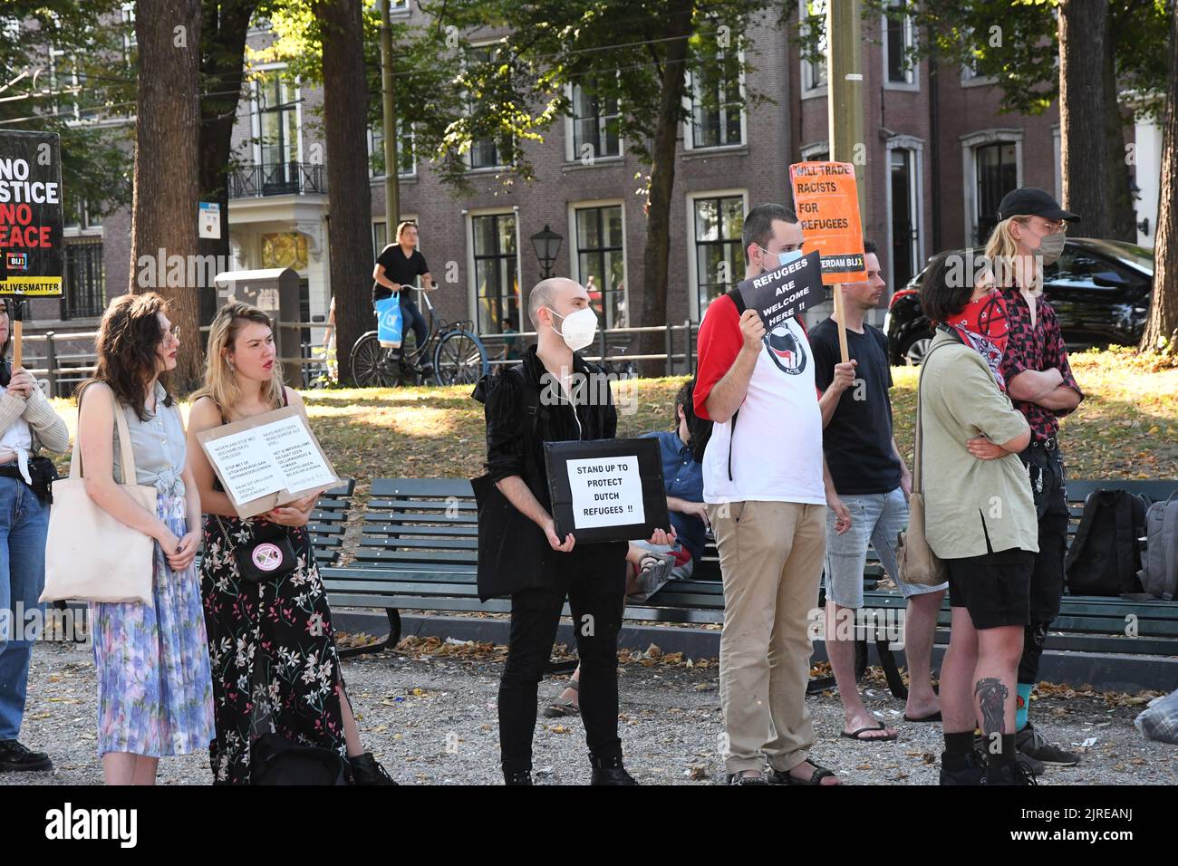 8-23-2022.Political party Bij1 and PVDD protested against the treatment ...
