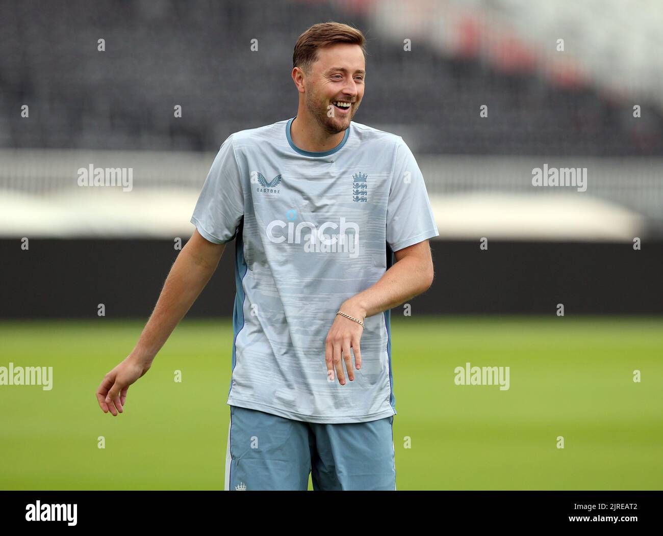 England's Ollie Robinson during a nets session at Emirates Old Trafford ...