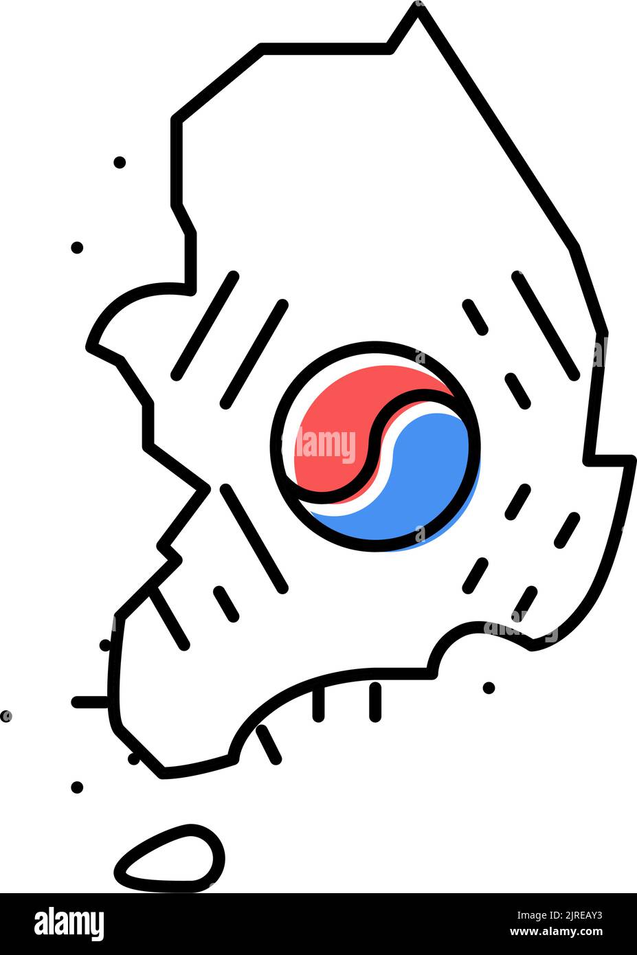 south korea country map flag color icon vector illustration Stock ...