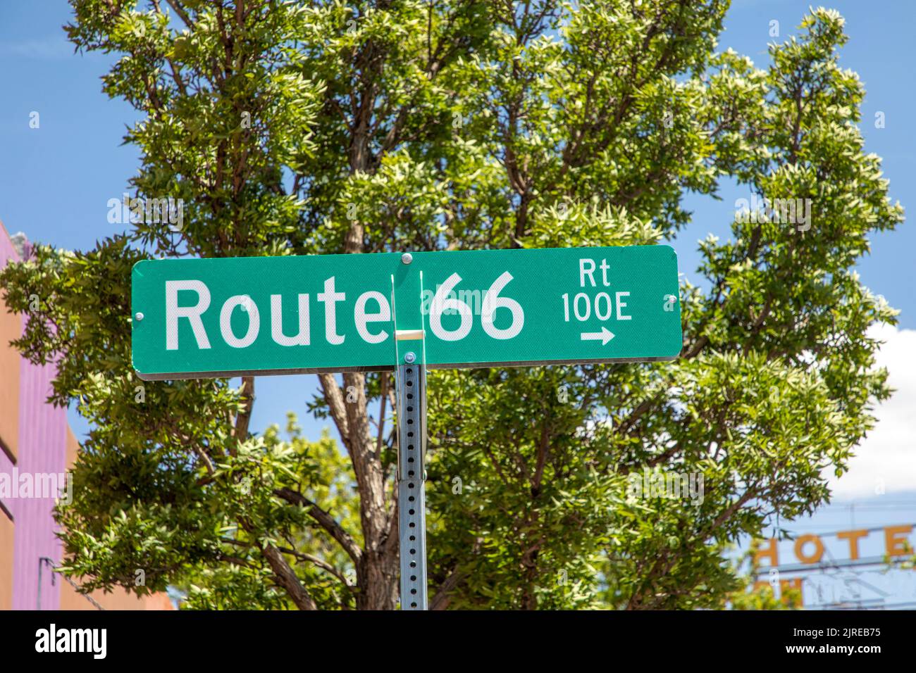 route on green street name signage, USA Stock Photo - Alamy