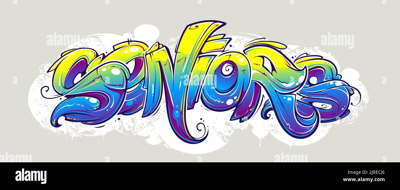 Senior graffiti style with cool colors Stock Photo - Alamy