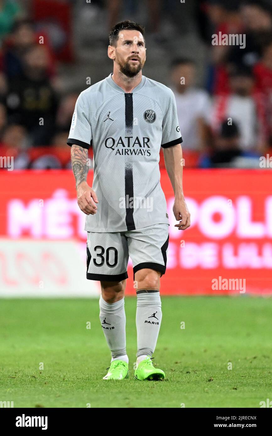LILLE - Lionel Messi of Paris Saint-Germain during the French Ligue 1 ...